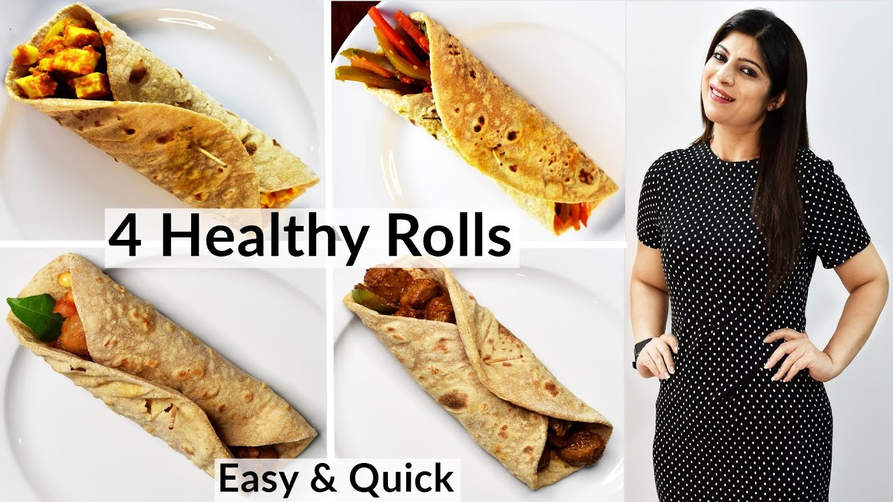 4 Healthy Roll Recipes | Veg Frankie Recipe | Veg Wrap Recipe | Healthy ...